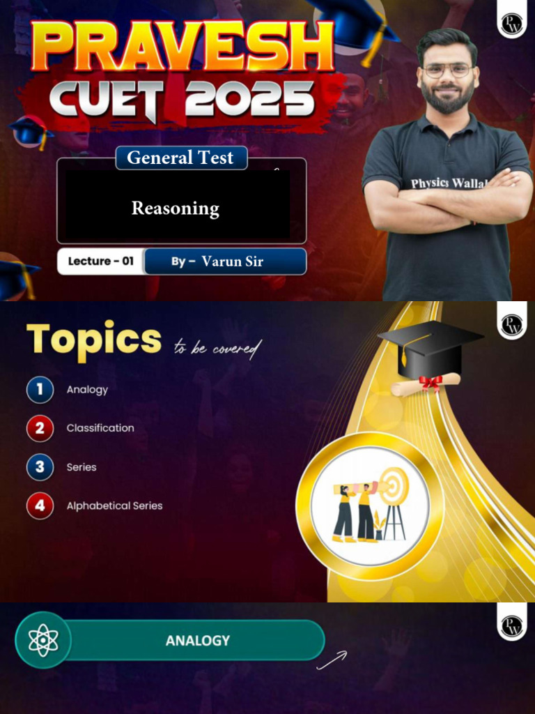 Reasoning 01 - Class Notes - Pravesh 2025 CUET Science 3.0 | PDF