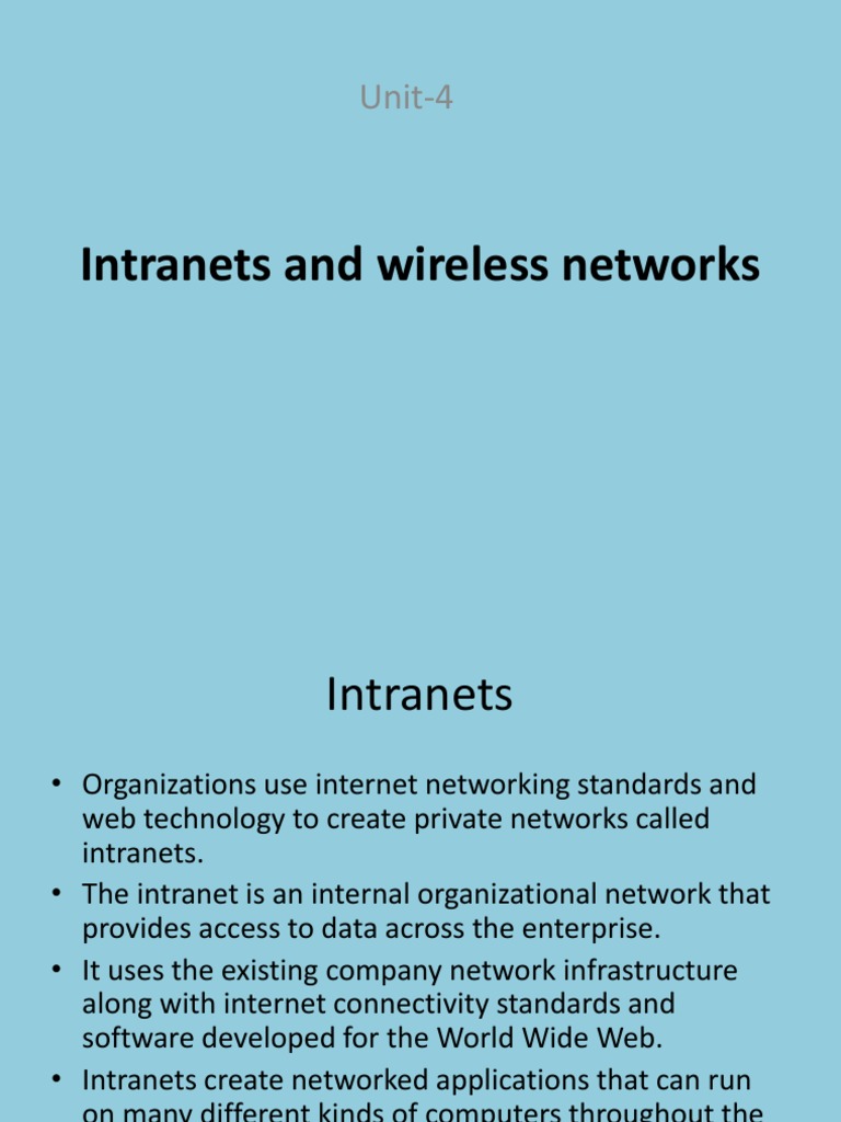 Intranets and Wireless Networks | PDF | Wireless Lan | Computer Network