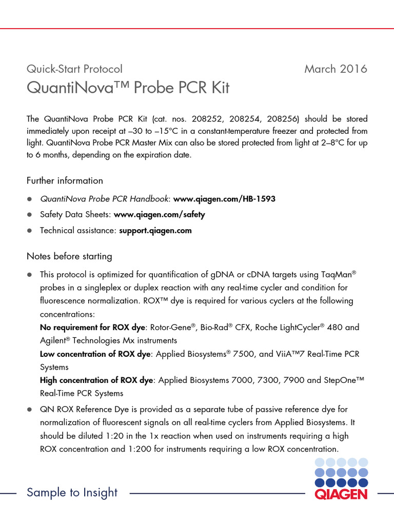 HB-1581-002 1101347_LL_PCR_QuantiNova_Probe_0316_WW_WEB | PDF | Real ...