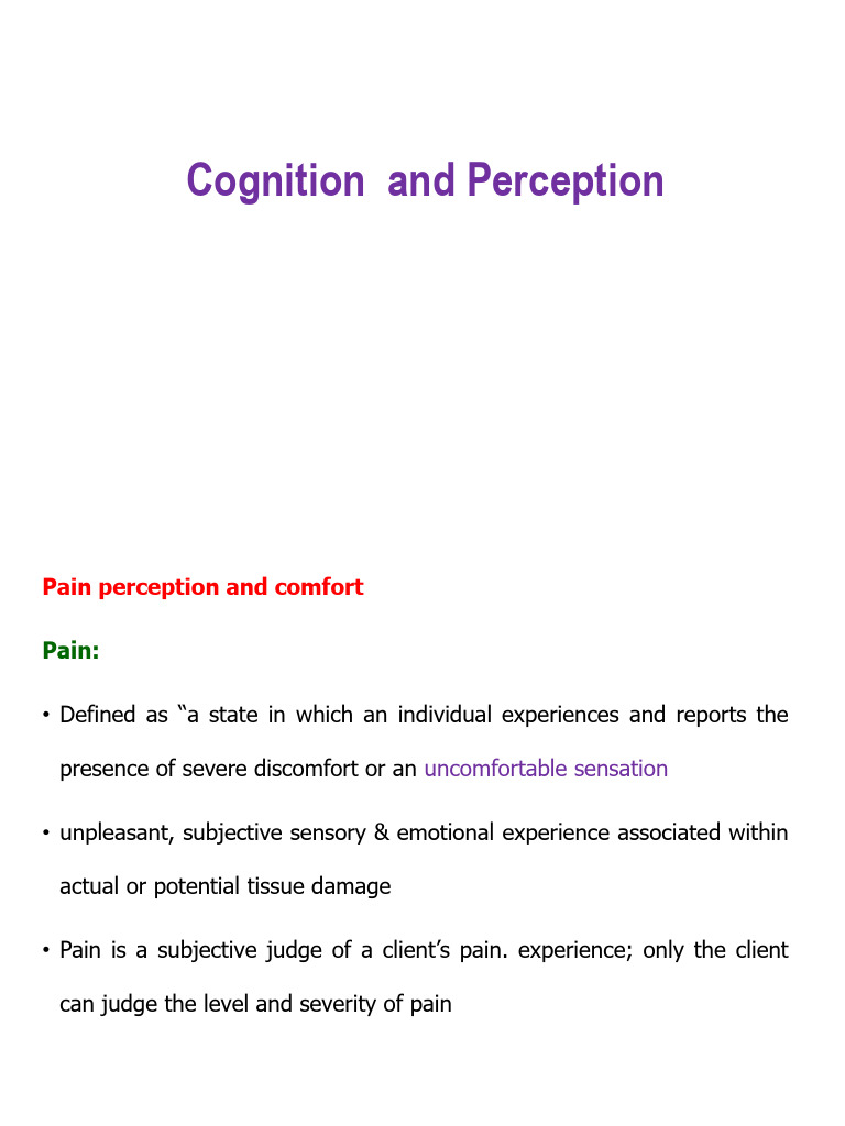 Cognitive and Perception | PDF | Pain | Senses