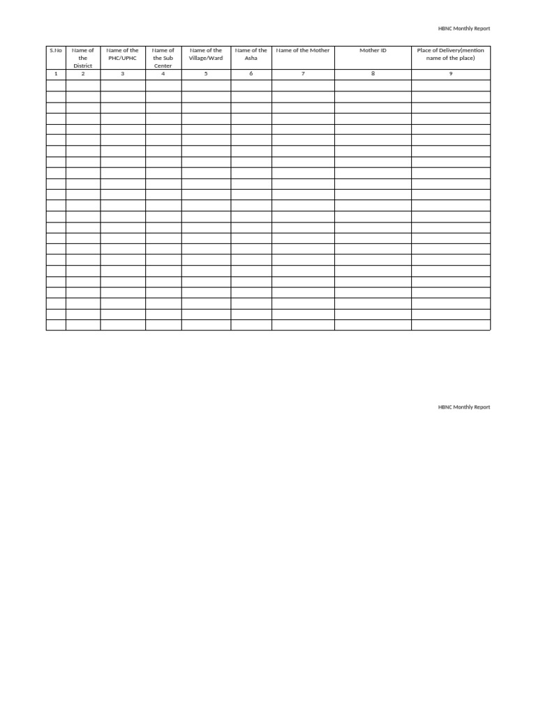 PG 3 HBNC Monthly Report | PDF