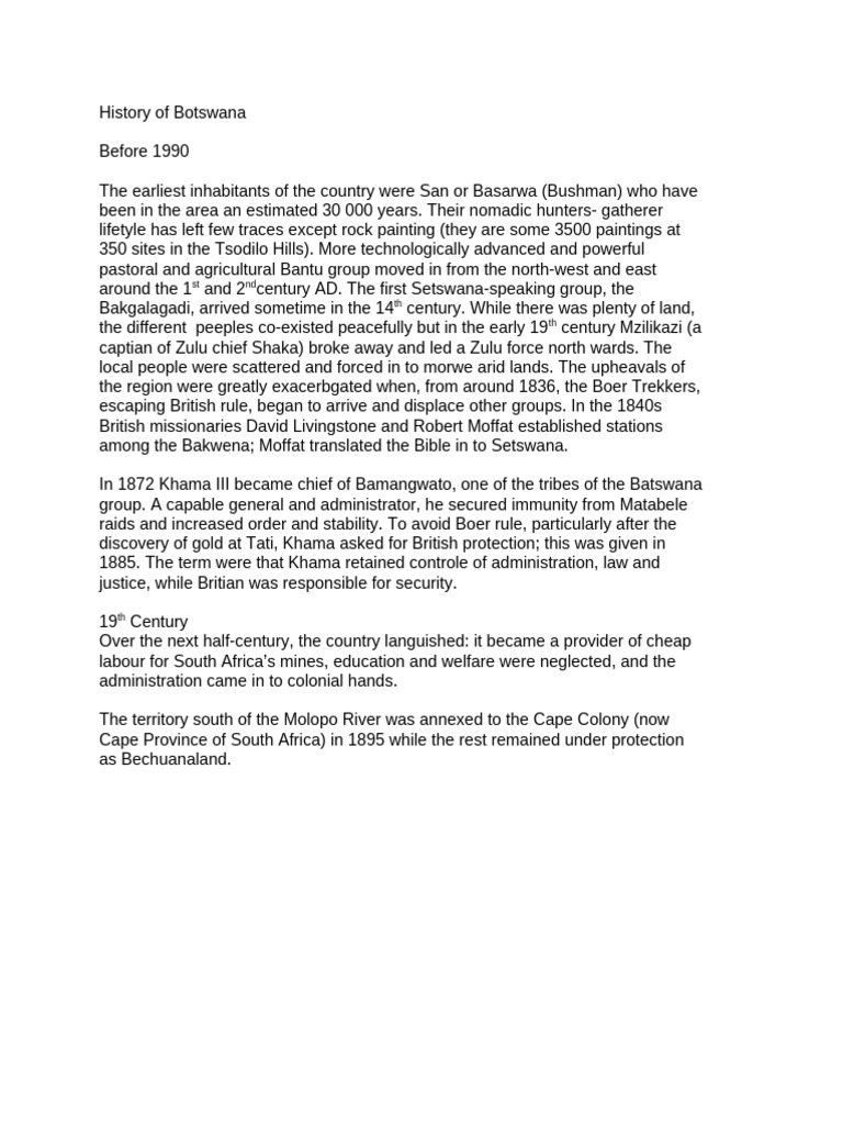Botswana's Early History and Colonization | PDF