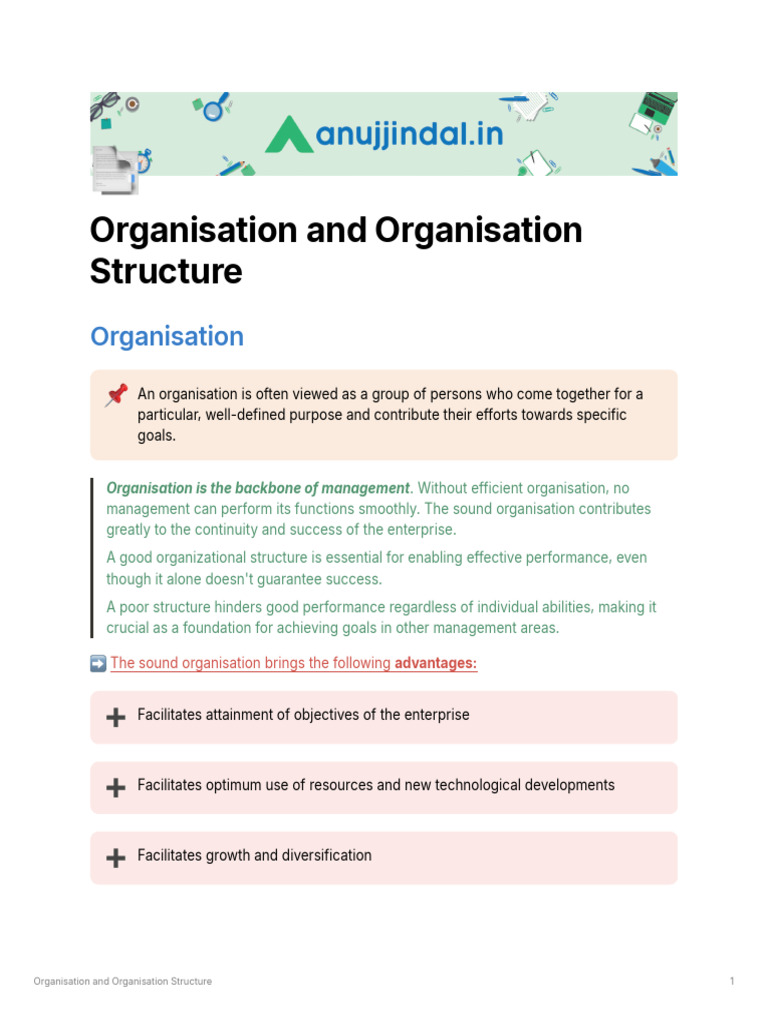Organisation and Organisation Structure1 | PDF | System | Leadership