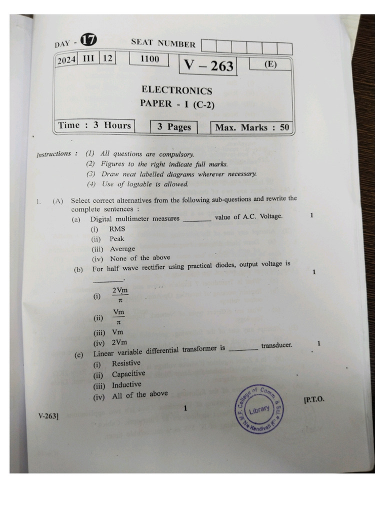 Electronics Paper 1 & 2 2024 | PDF