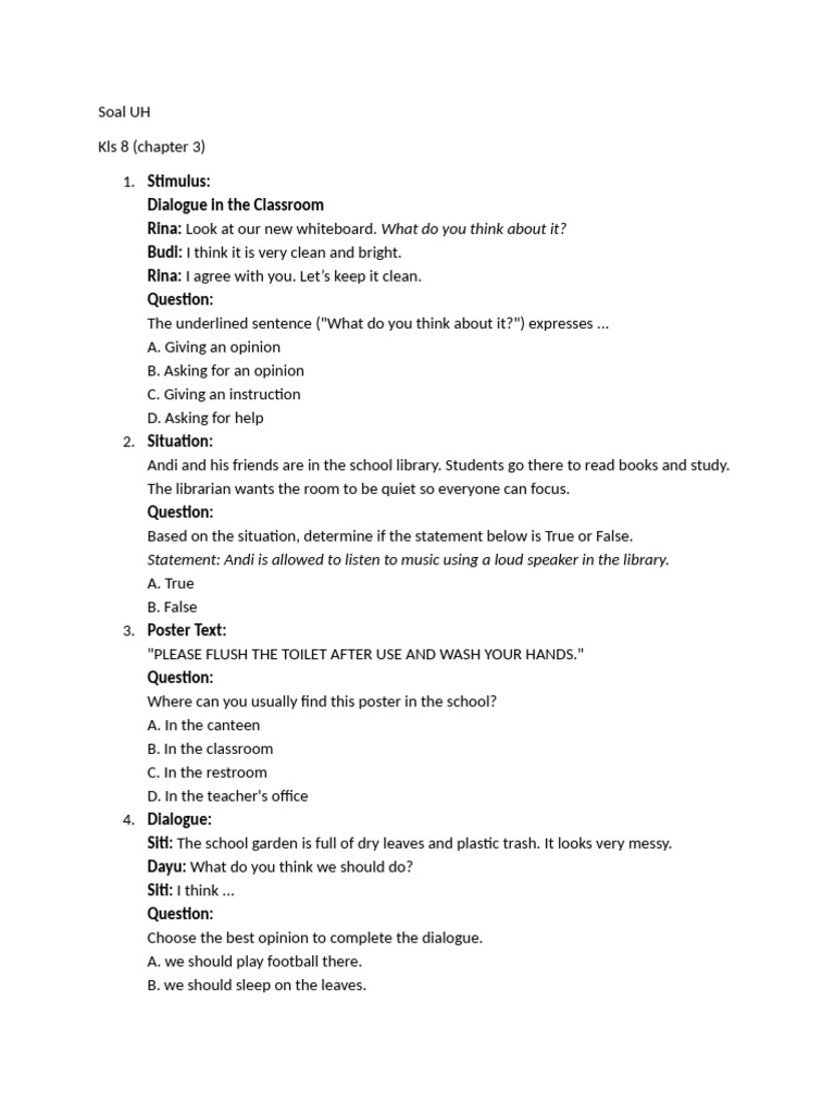 Class 8 English Comprehension Questions | PDF
