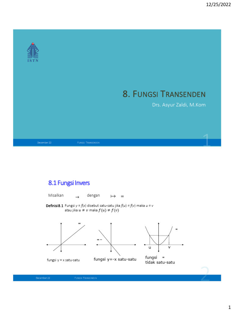 Fungsi Invers dan Logaritma Asli | PDF