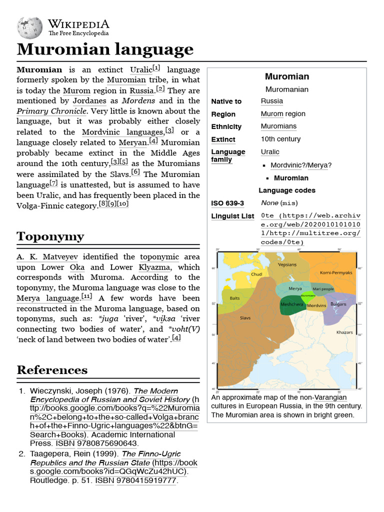 Muromian Language (Wikipedia) | PDF | Language Families | Languages