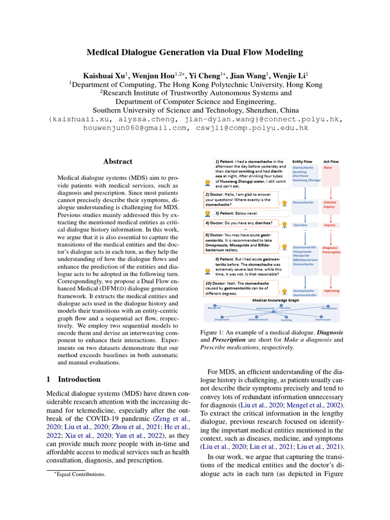 Dual Flow Medical Dialogue Generation | PDF