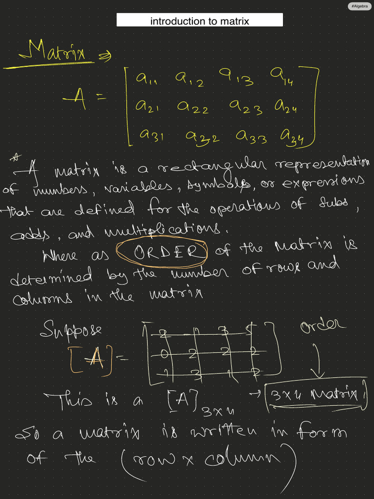 Matrix Algebra | PDF