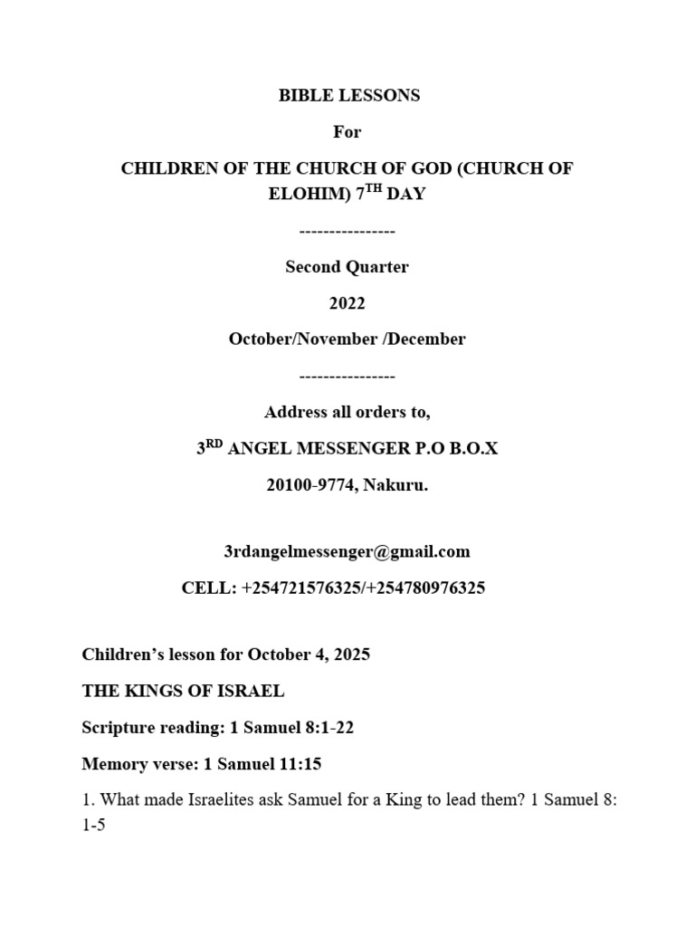 Bible Lessons for Children: Kings of Israel | PDF | Books Of Kings ...