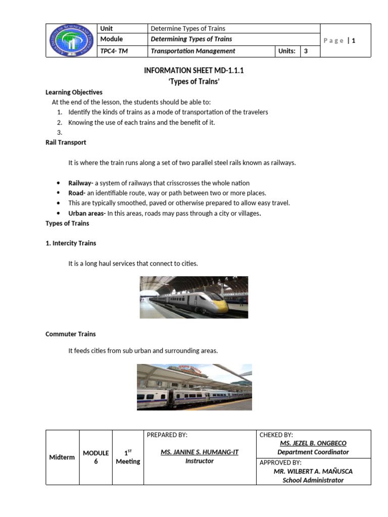 JSH_MODULE_6_TM32D | PDF | Train | Cruise Ship
