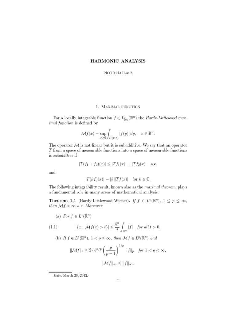 Harmonic Analysis2 | PDF | Function (Mathematics) | Measure (Mathematics)