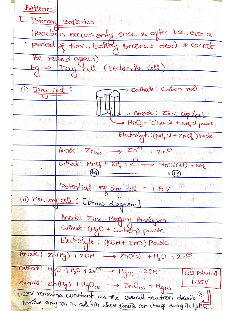Batteries - Notes | PDF