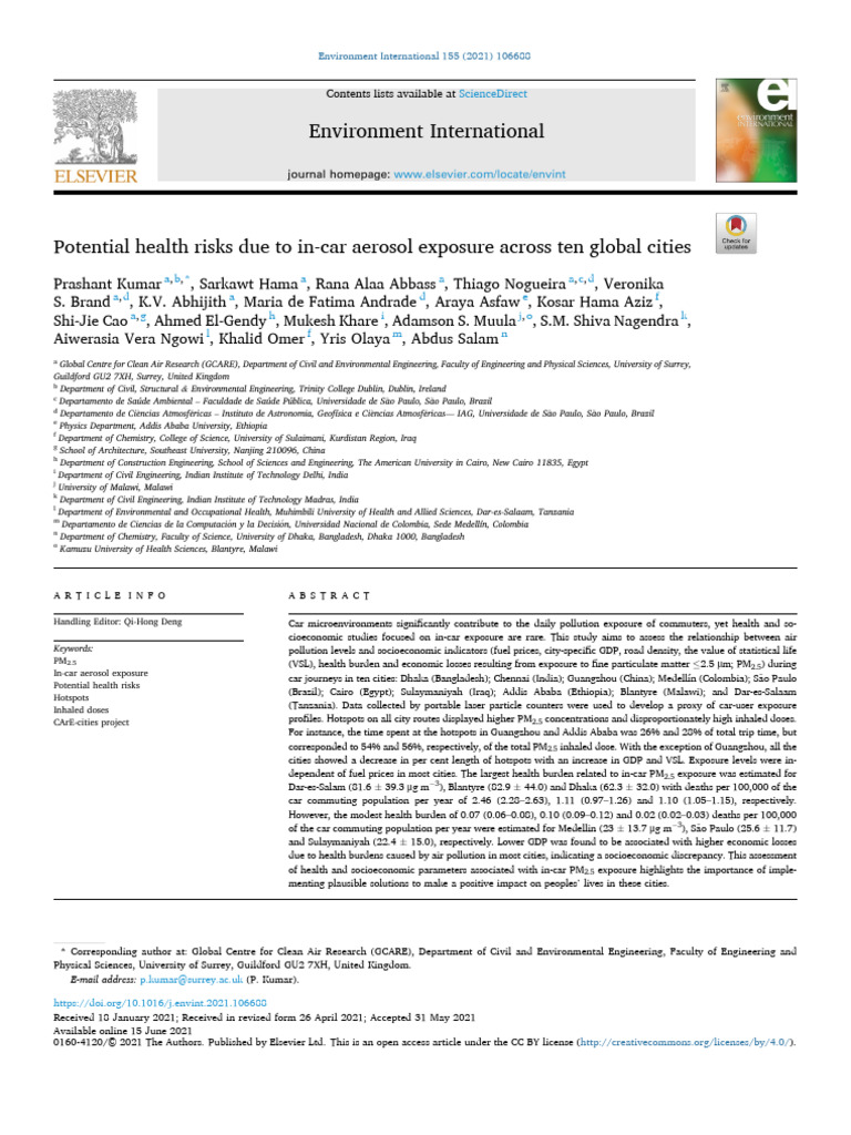 Environment International | PDF | Particulates | Air Pollution