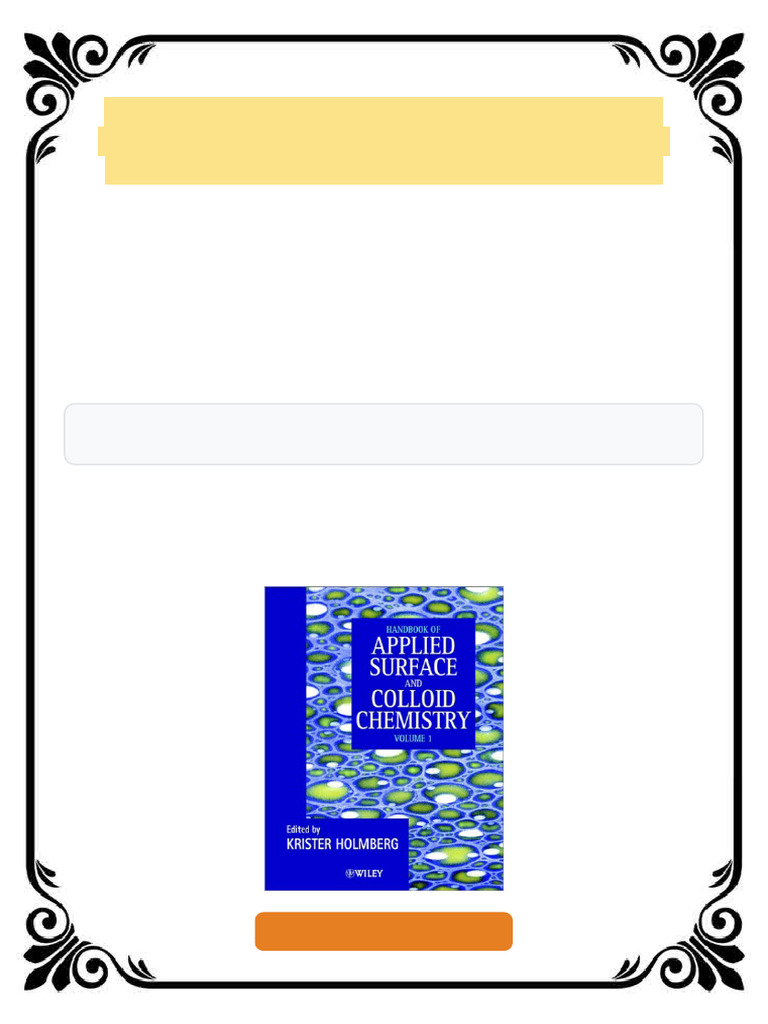 Handbook of Applied Surface and Colloid Chemistry 1st Edition Krister ...