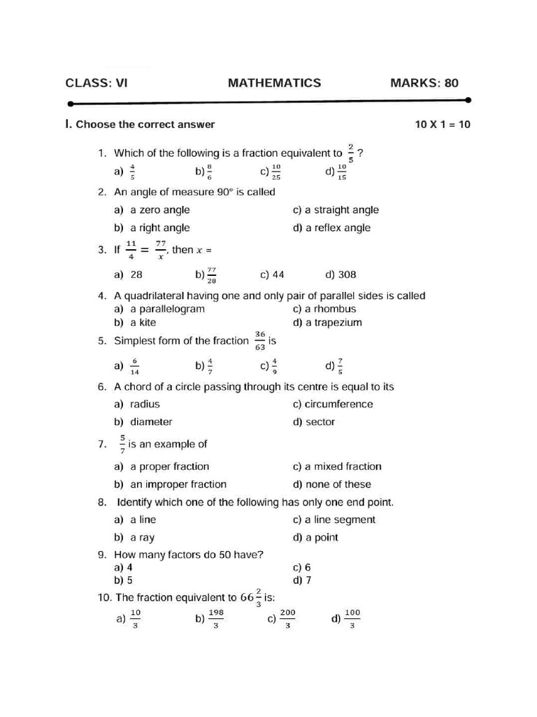 PT2 G6 Math's Model Paper | PDF