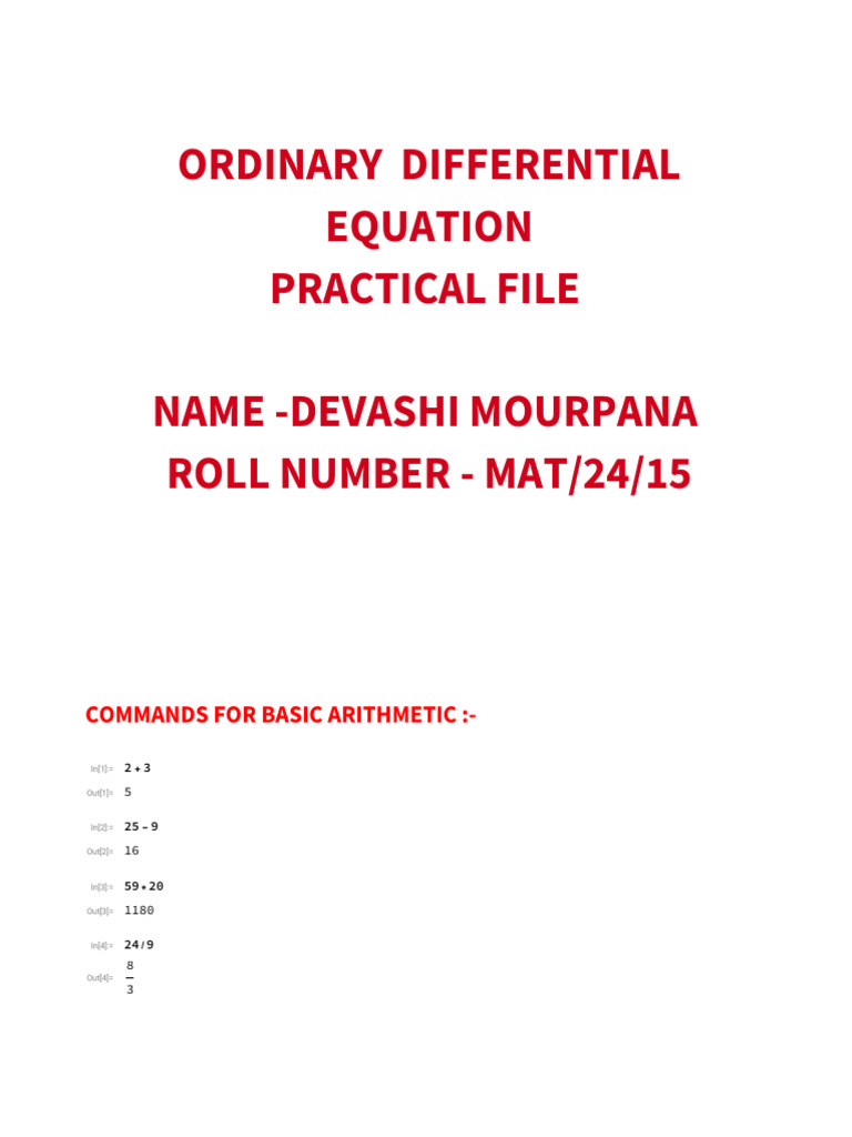 Differential Equations Practical File | PDF | Mathematics ...