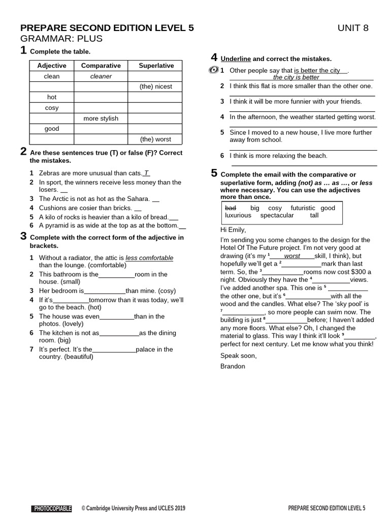 PREPARE 5 Grammar Plus Unit 08 | PDF