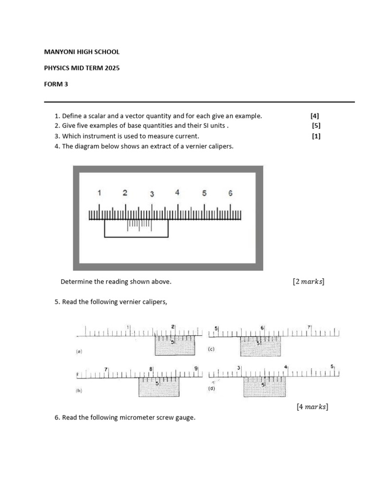 Physics Form 3 Midterm | PDF