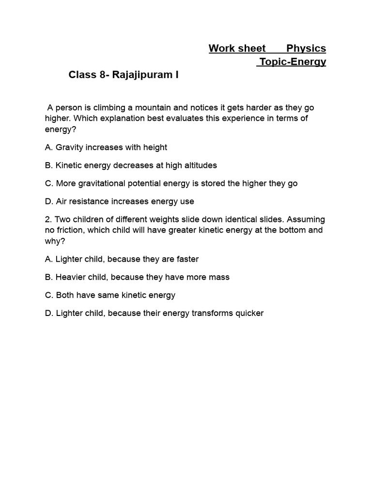 Energy Concepts for Class 8 Physics | PDF | Compact Fluorescent Lamp ...