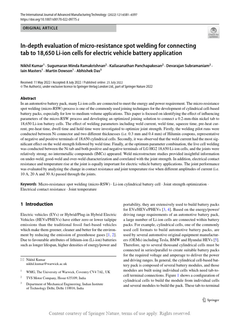 In-Depth Evaluation of Micro-resistance Spot Weldi Ev | PDF