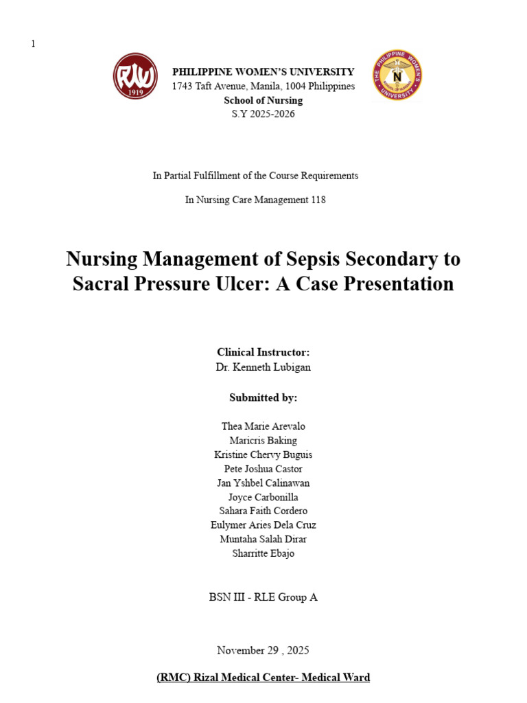 Case Sudy Sepsis Multifactoria | PDF | Sepsis | Wound