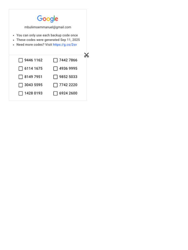 Backup Codes | PDF