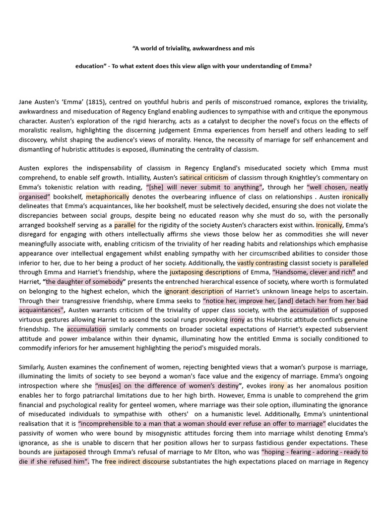 Emma Essay Final Copy | PDF | Emma (Novel)