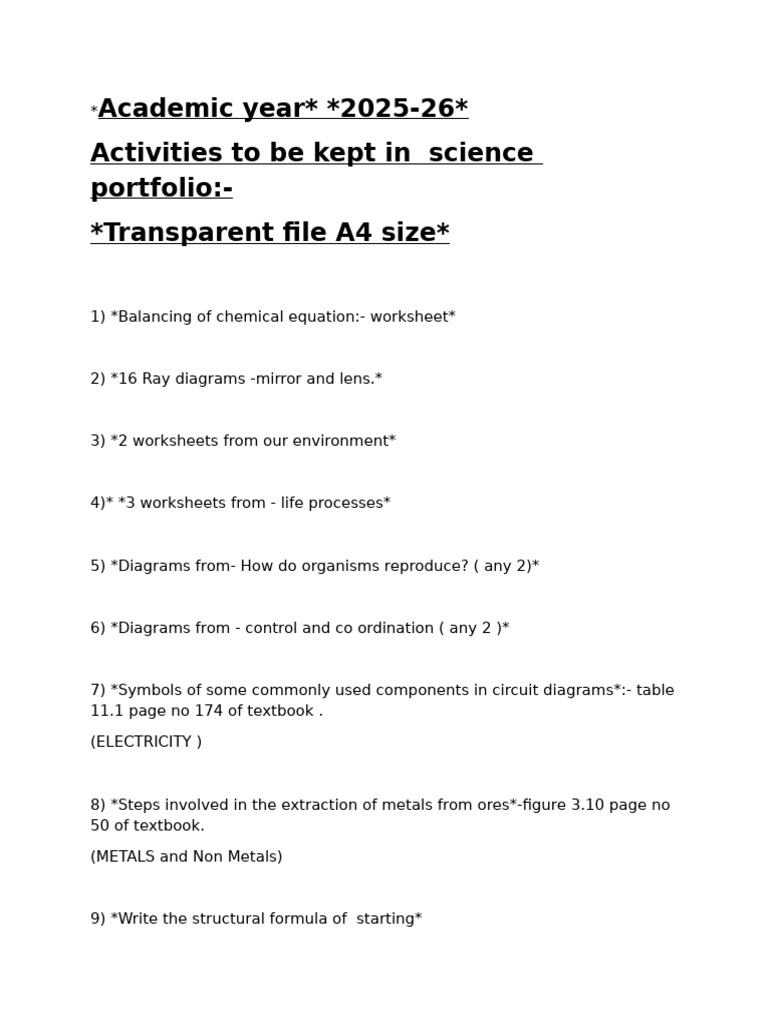 Science Portfolio Guidelines 2025-26 | PDF