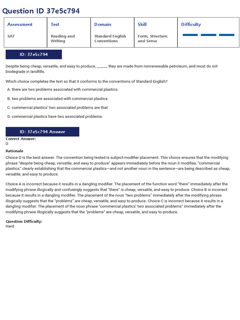 SAT English Conventions Practice Questions | PDF | Comma | Plural