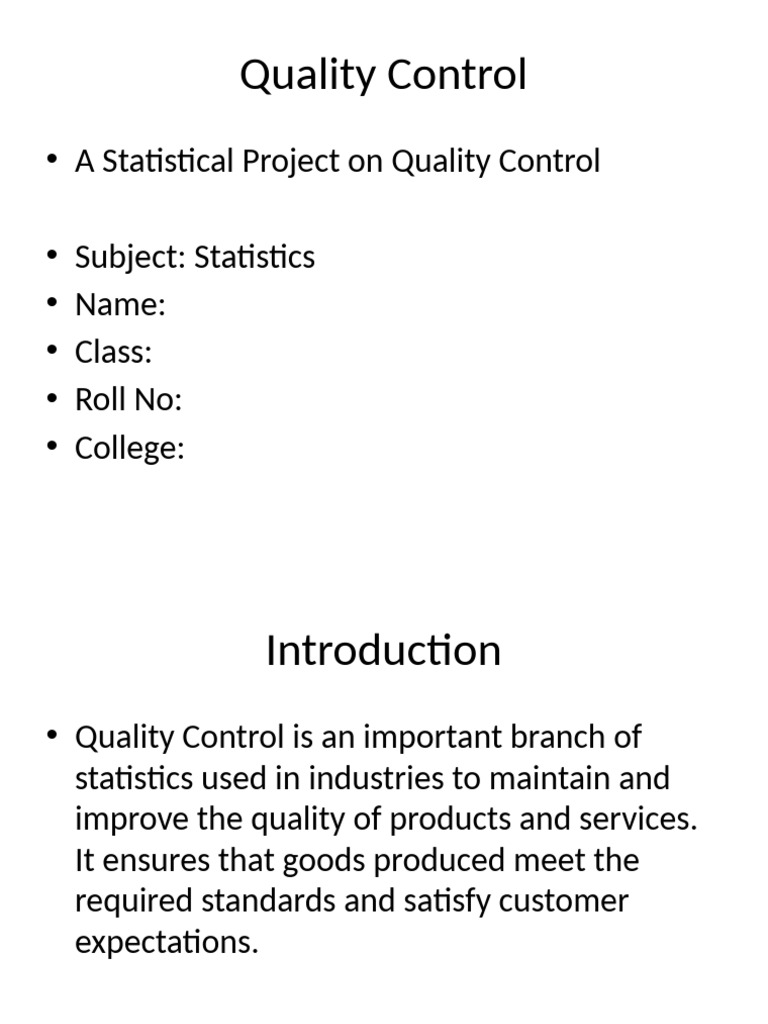 Understanding Quality Control in Statistics | PDF | Business Process ...