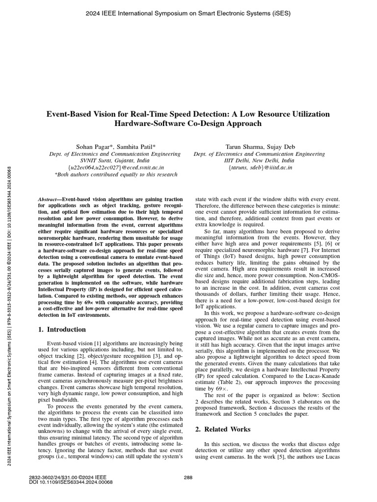 Event-Based Vision For Real-Time Speed Detection A Low Resource ...