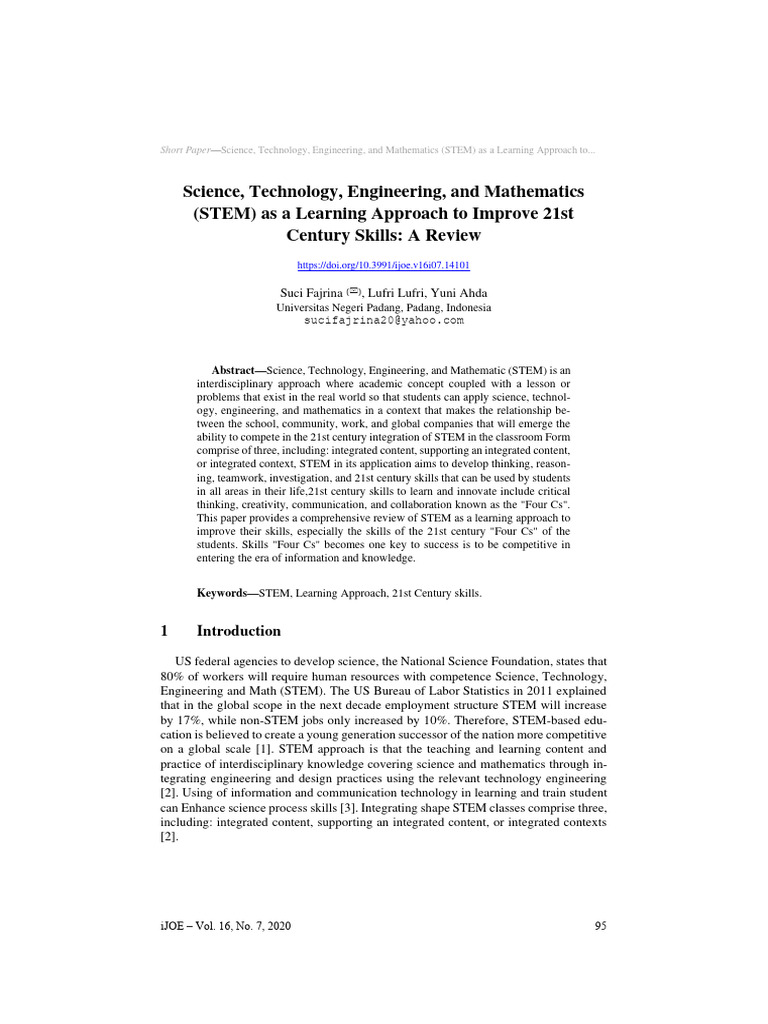Enhancing 21st Century Skills with STEM | PDF | Science, Technology ...
