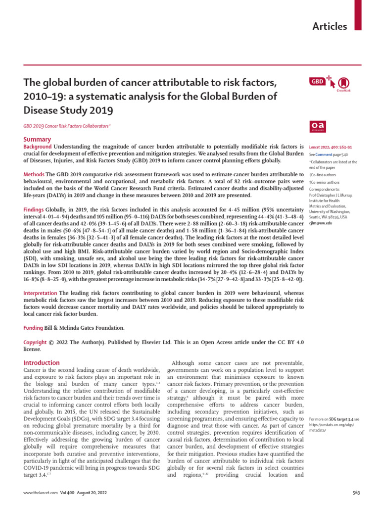 Main | PDF | Cancer | Risk