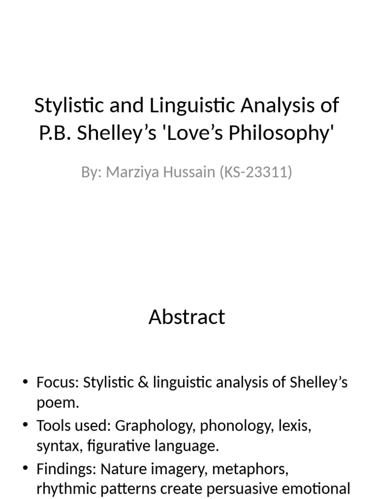 Stylistic Analysis of Shelley's 'Love's Philosophy' | PDF | Poetry ...
