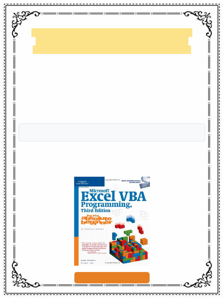 Microsoft Excel VBA programming for the absolute beginner 3rd ed ...