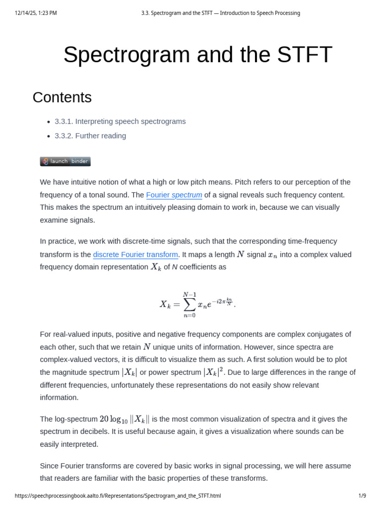 3.3. Spectrogram and the STFT — Introduction to Speech Processing | PDF ...