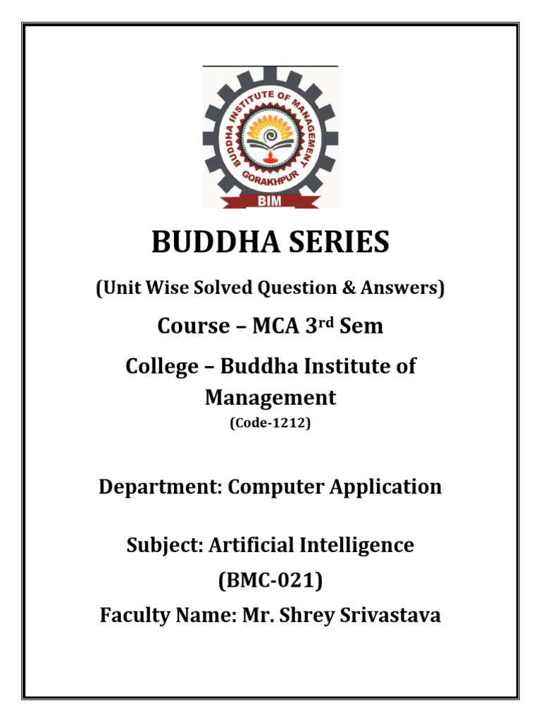 BUDDHA SERIES Artificial Intelligence MCA Unit 4 | PDF | Machine Learning | Principal Component ...