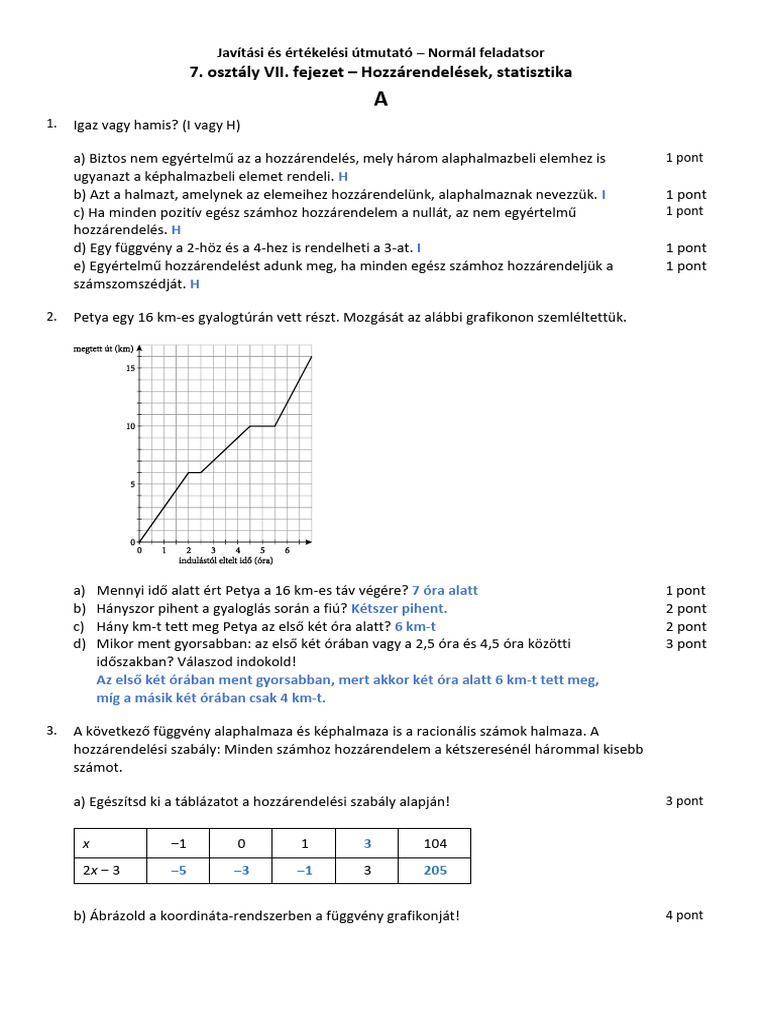 Matematika7 7 Hozzárendelések Statisztika AM 2022 | PDF
