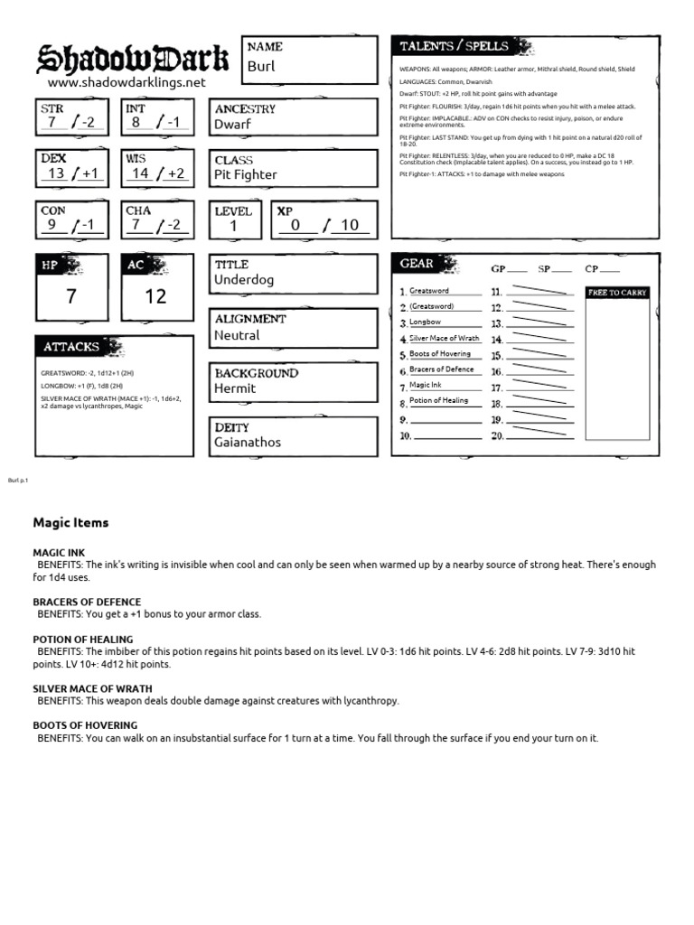 Burl | PDF | Tabletop Games | Role Playing Games