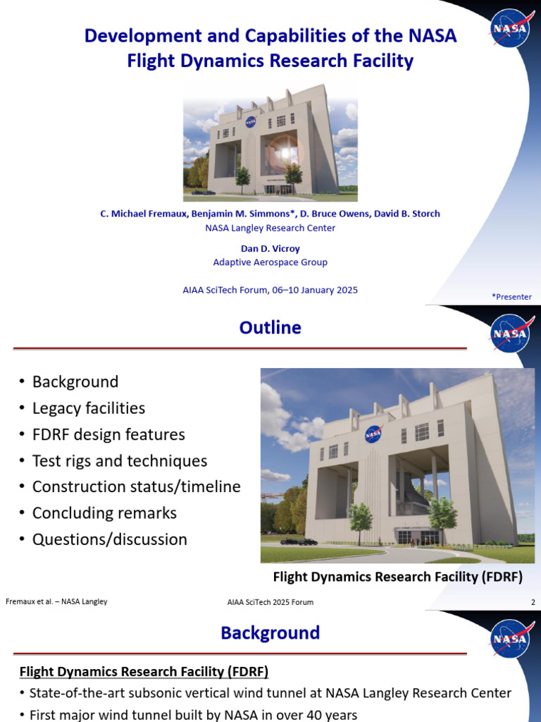 FDRF SciTech 2025 v01032025 | PDF | Wind Tunnel | Langley Research Center