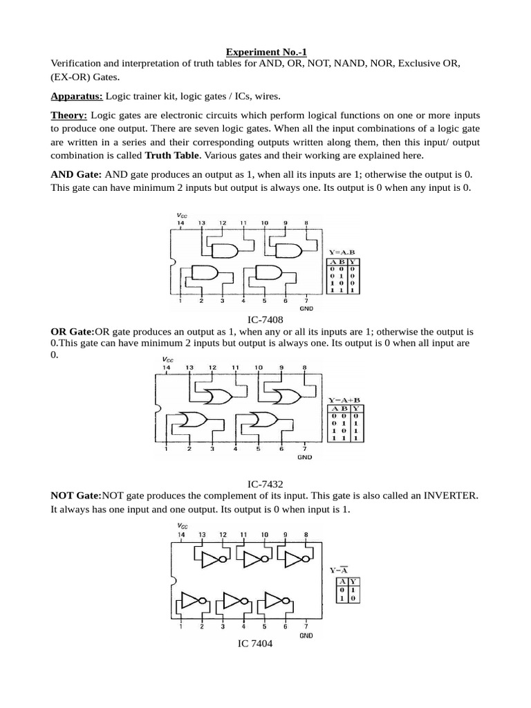Experiment 1 | PDF | Logic Gate | Mathematical Logic