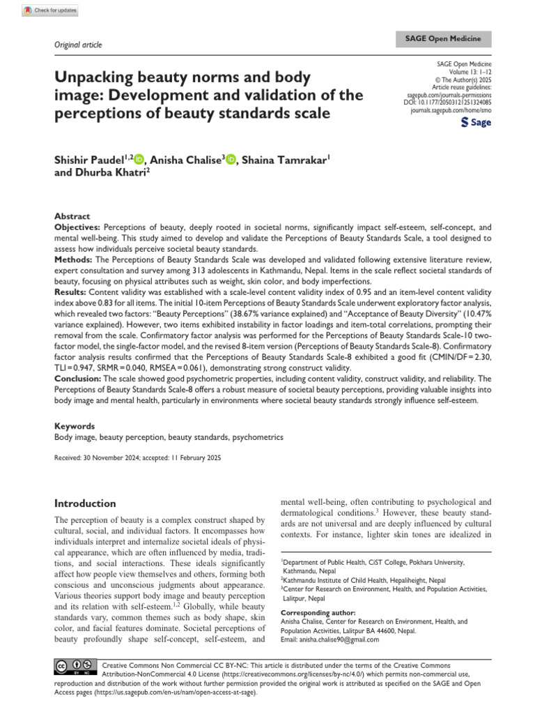 Beauty Standards Scale Development | PDF | Body Image | Self Esteem