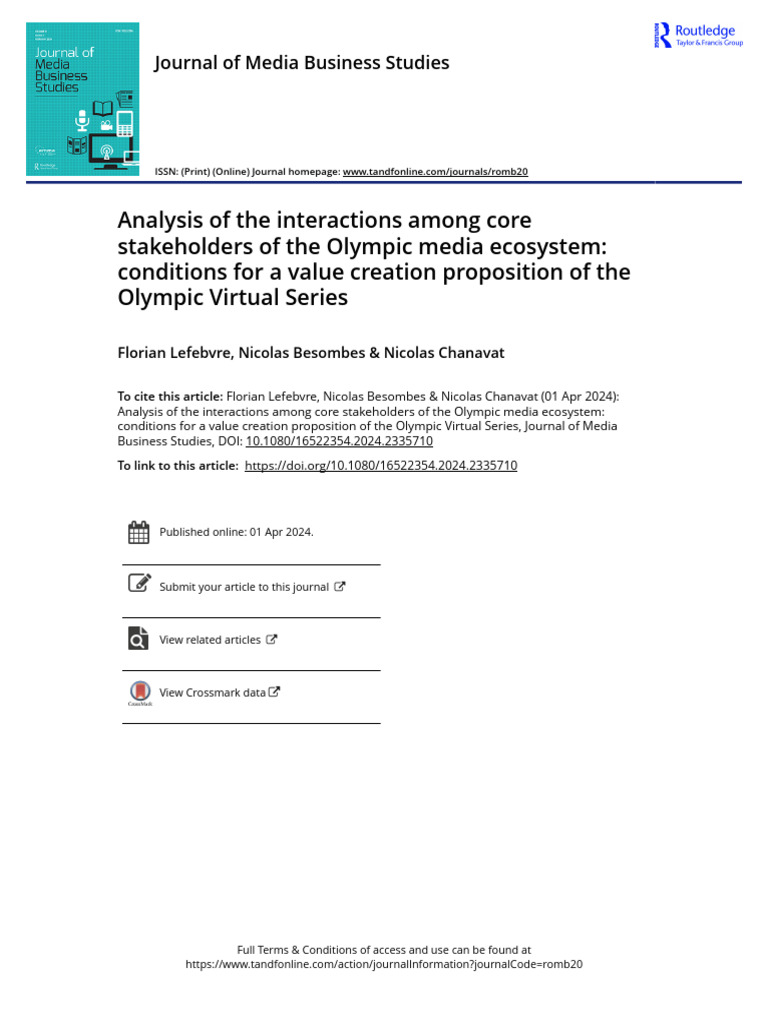 5.2. Journal of Media Business Study | PDF | Olympic Games | Sports