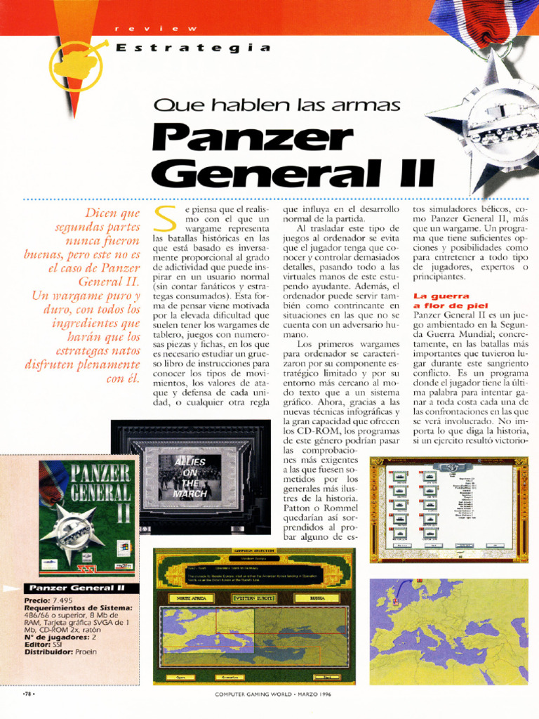Revista Computer - Gaming - World spainCGW 004 (Marzo 96) - Panzer | PDF