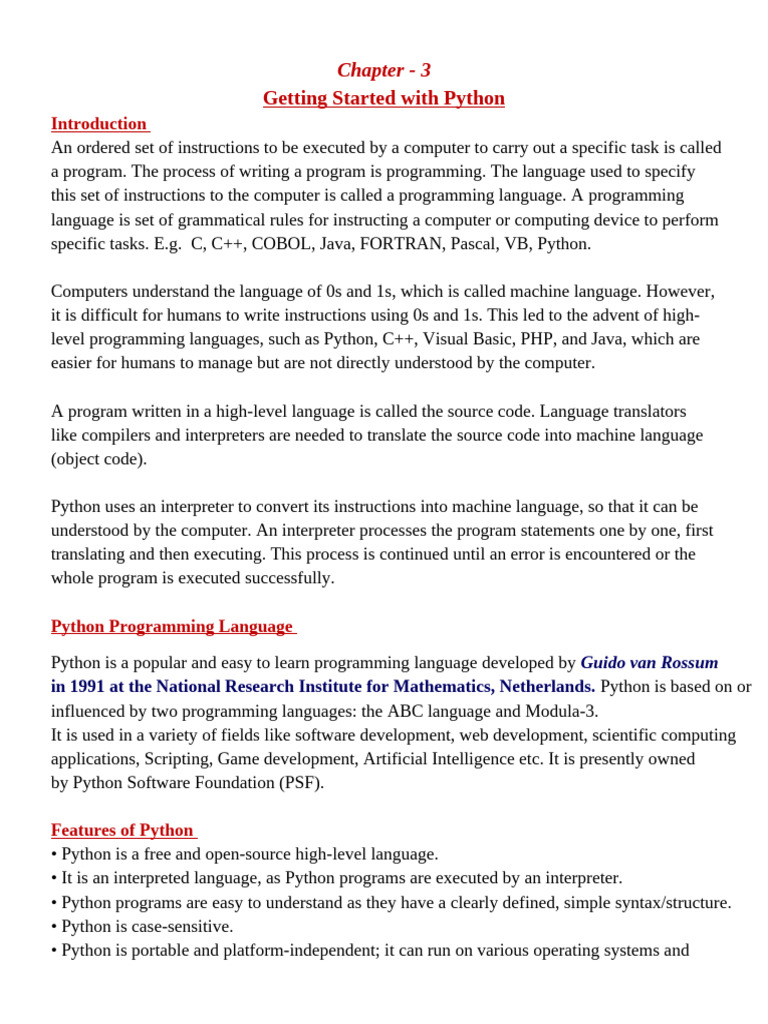 CSK W Getting Started With Python - Notes | PDF | Python (Programming ...