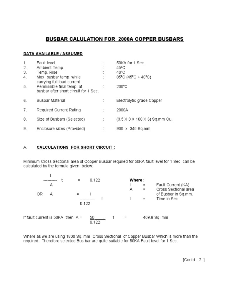 2000A Copper Busbar Calculation Guide | PDF