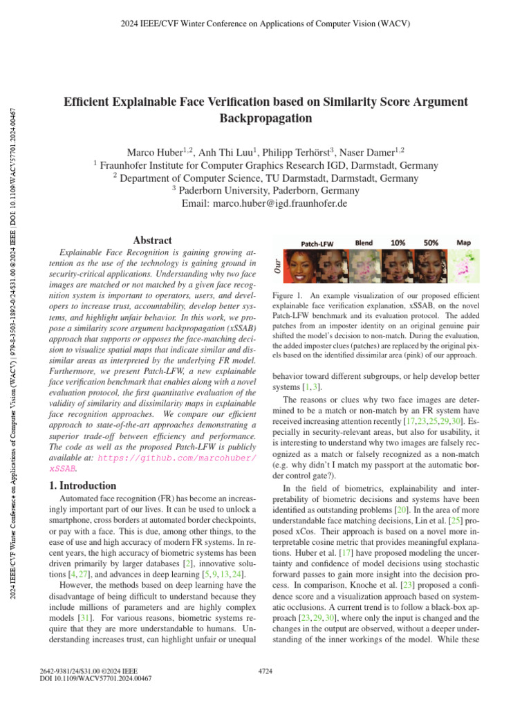 Explainable Face Verification with xSSAB | PDF