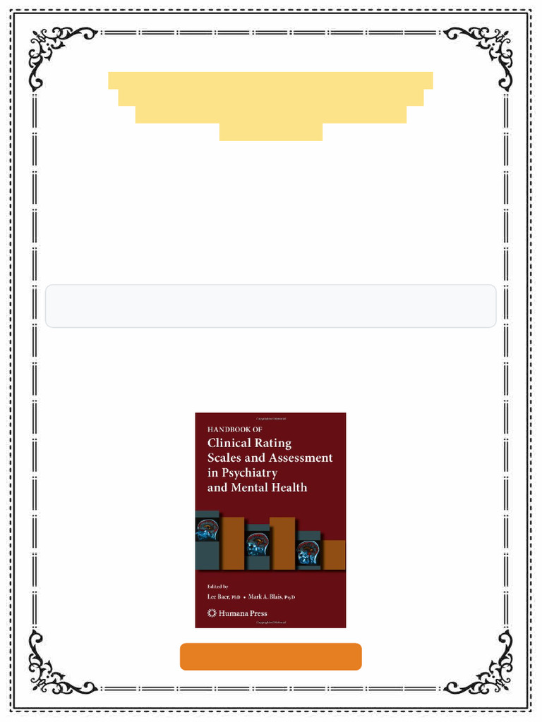 Handbook of Clinical Rating Scales and Assessment in Psychiatry and ...