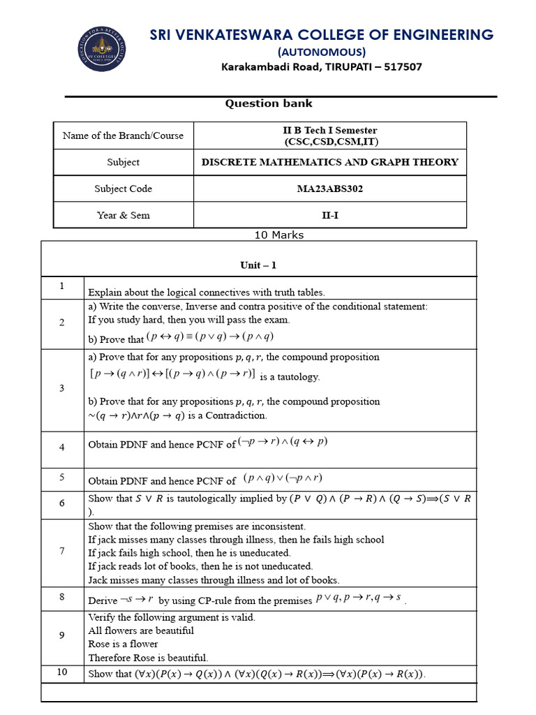 DMGT R23 Question Bank - Docx 2025-26 New-1 | PDF | Group (Mathematics ...